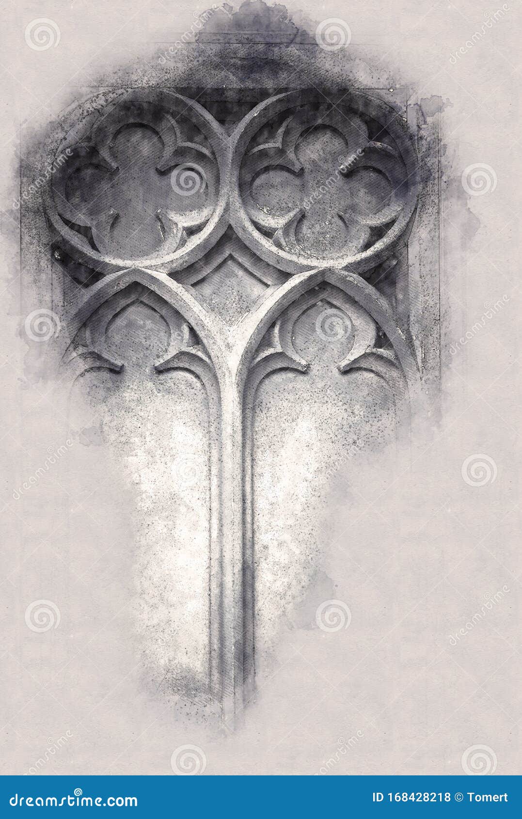 Abstract Architecture Sketch Style Image of Gothic Part of the Window ...