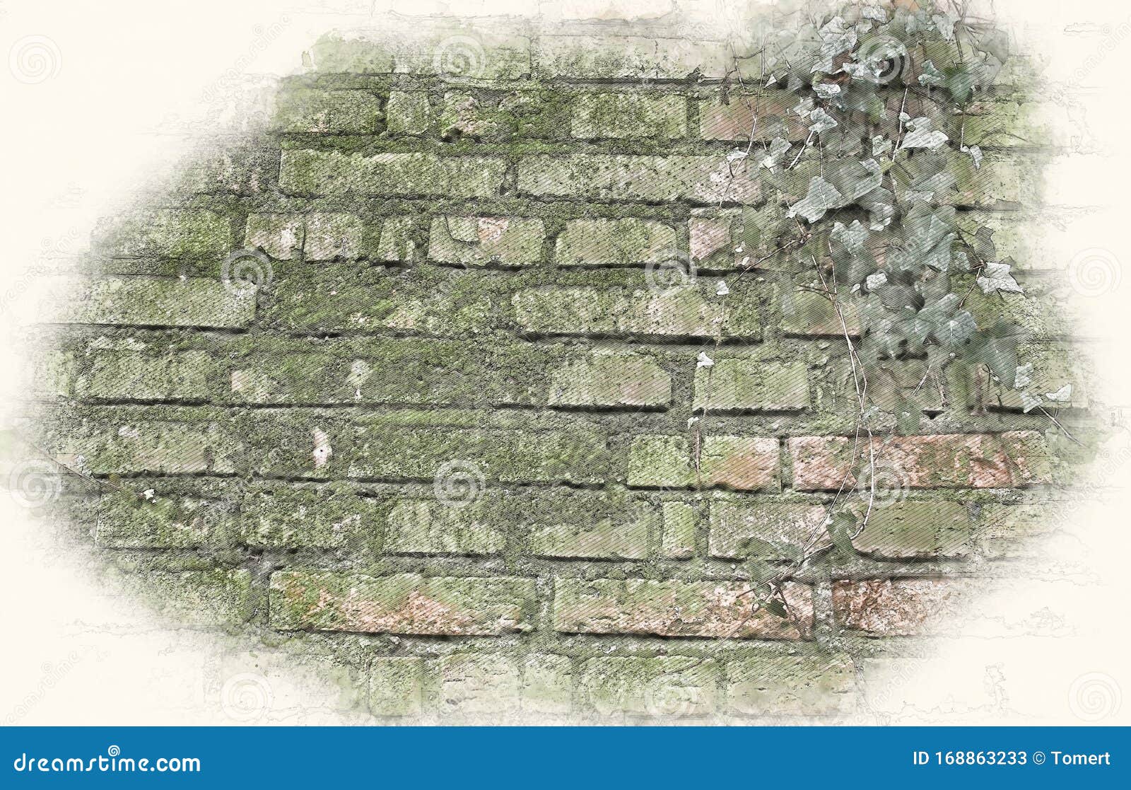 Abstract Architecture Sketch Style Image of Old Brick Wall Stock ...