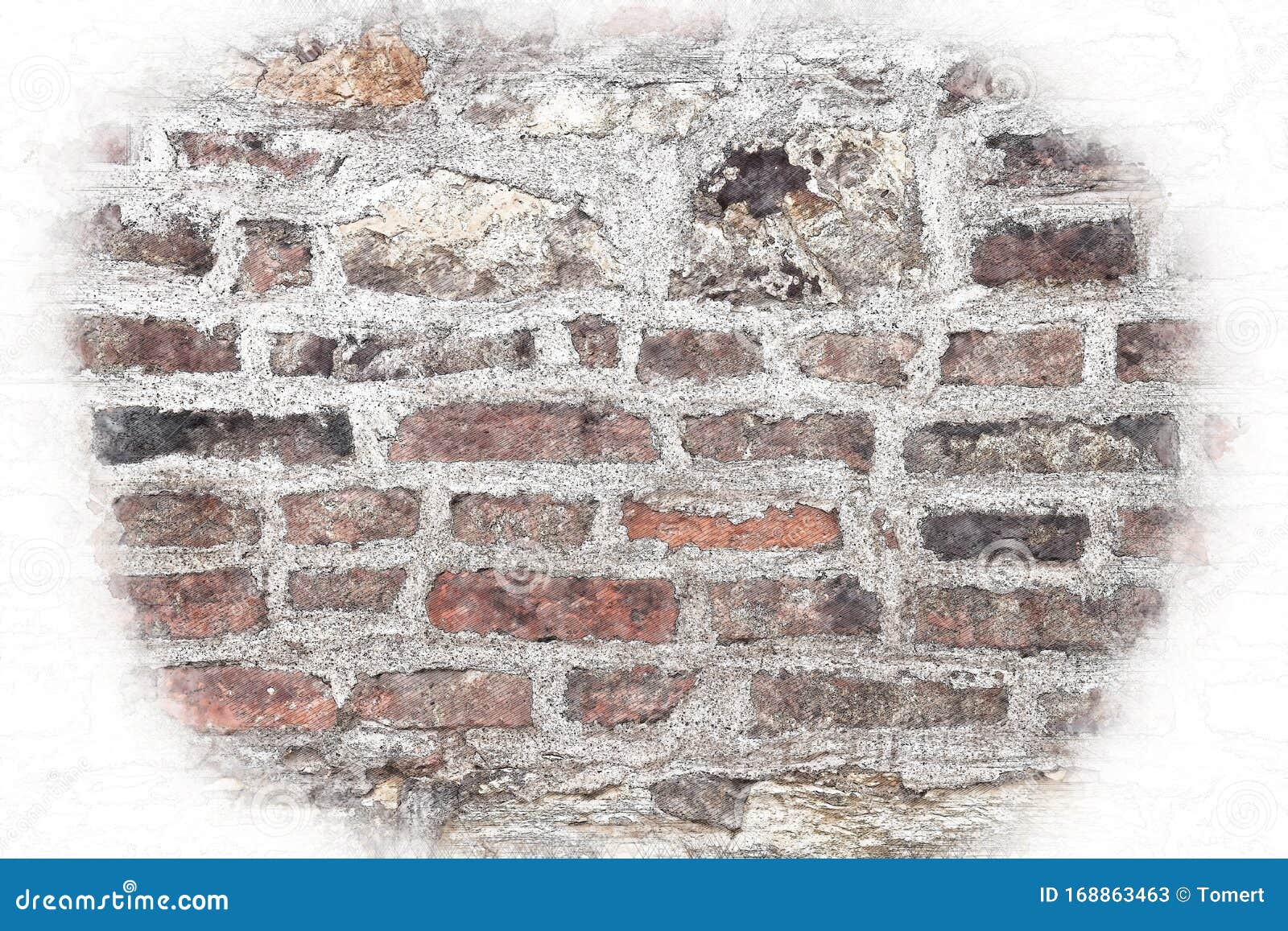 Abstract Architecture Sketch Style Image of Old Brick Wall Stock Image ...