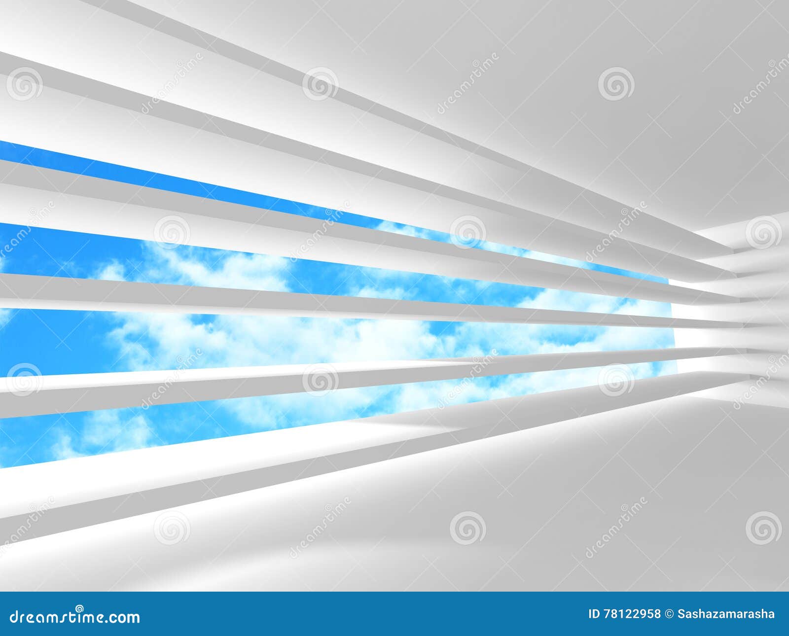 Abstract Architecture with Sky Cloud Background Stock Illustration ...