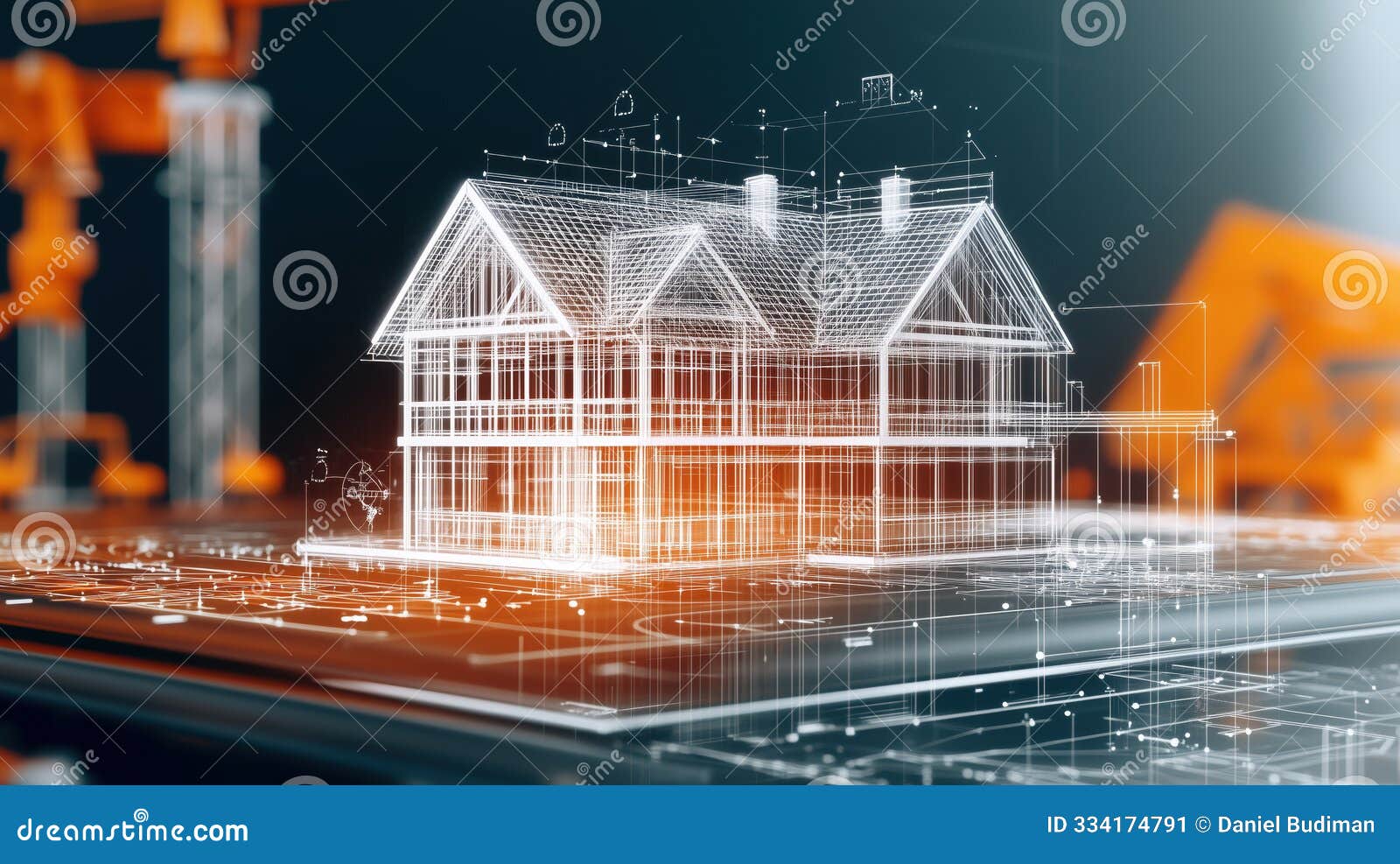 Abstract Architecture Wireframe House Home Design Blueprint Stock ...