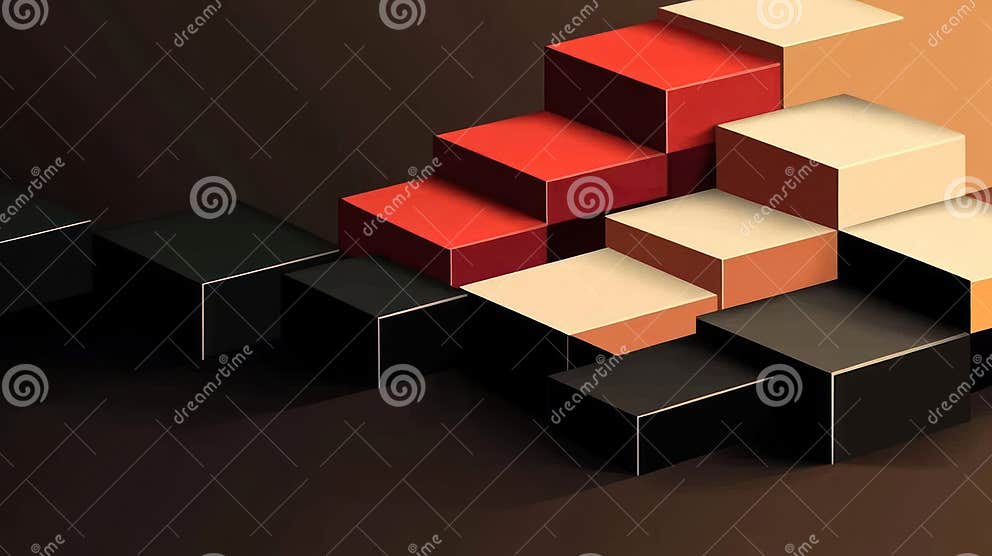 Abstract Arrangement of Colored Blocks Creating a Layered Staircase Effect Stock Illustration ...