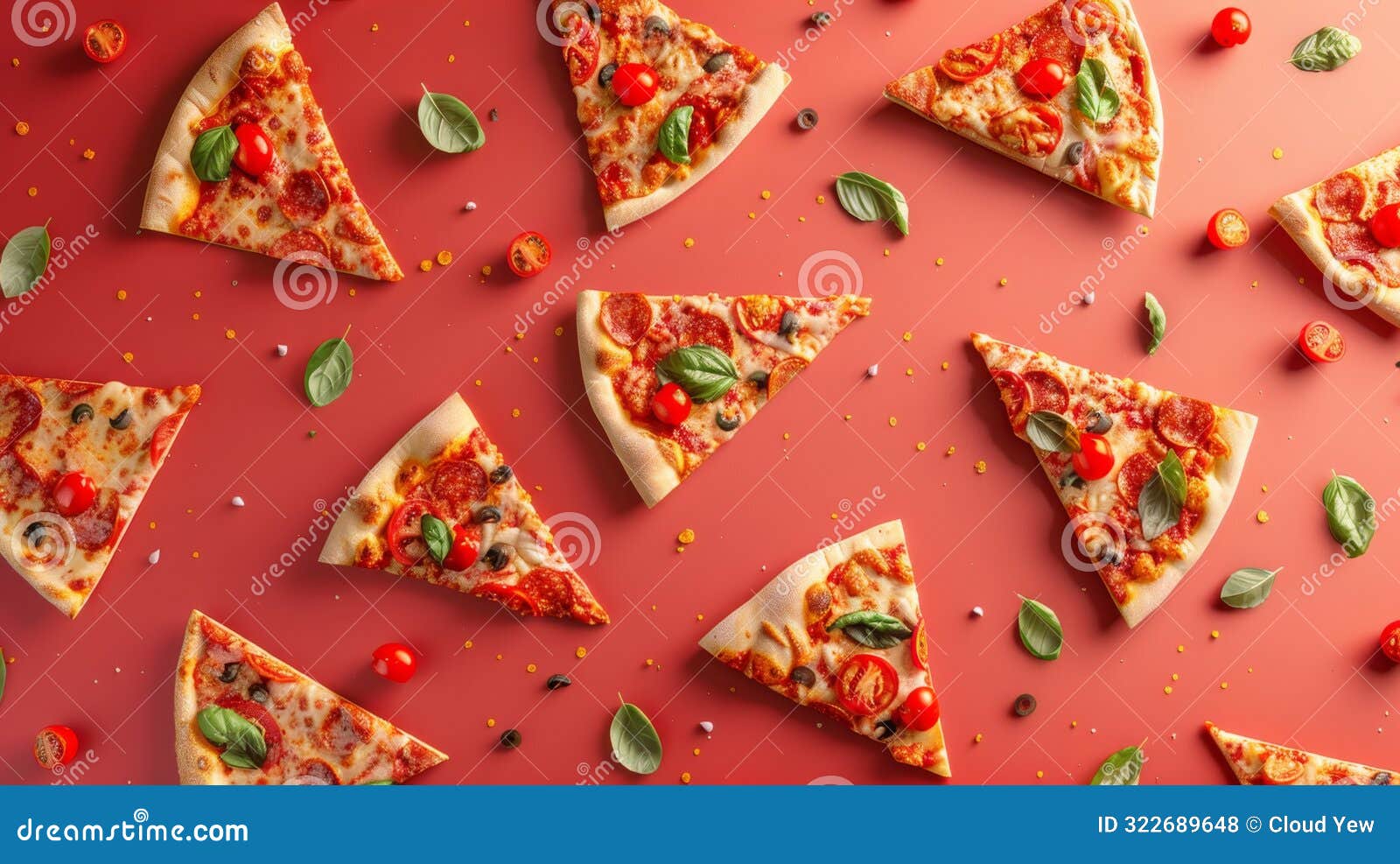 Abstract Arrangement of Floating Pizza Slices in a Contemporary Layout ...