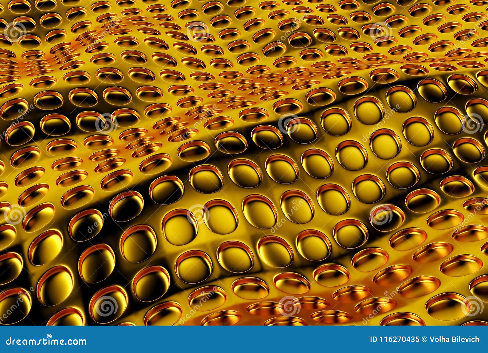 Abstract Array of Shinny Gold Polygons. 3d Render Stock Illustration ...