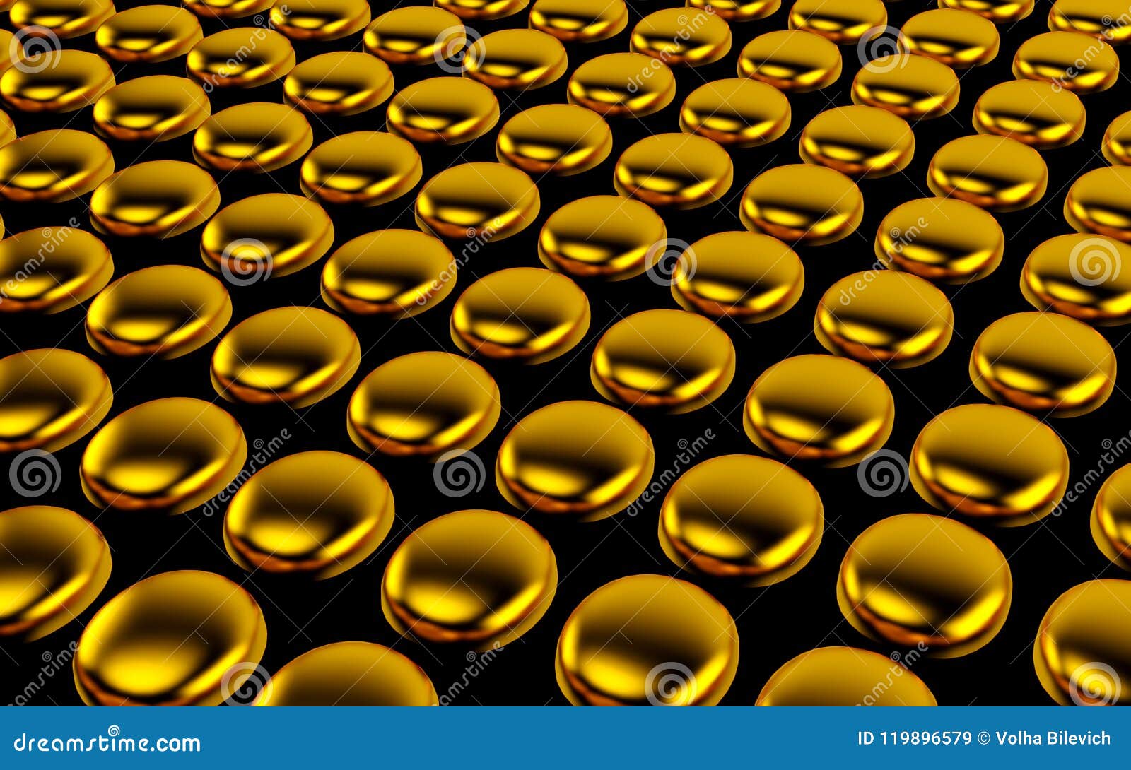 Abstract Array of Shinny Gold Polygons. 3d Render Stock Illustration ...