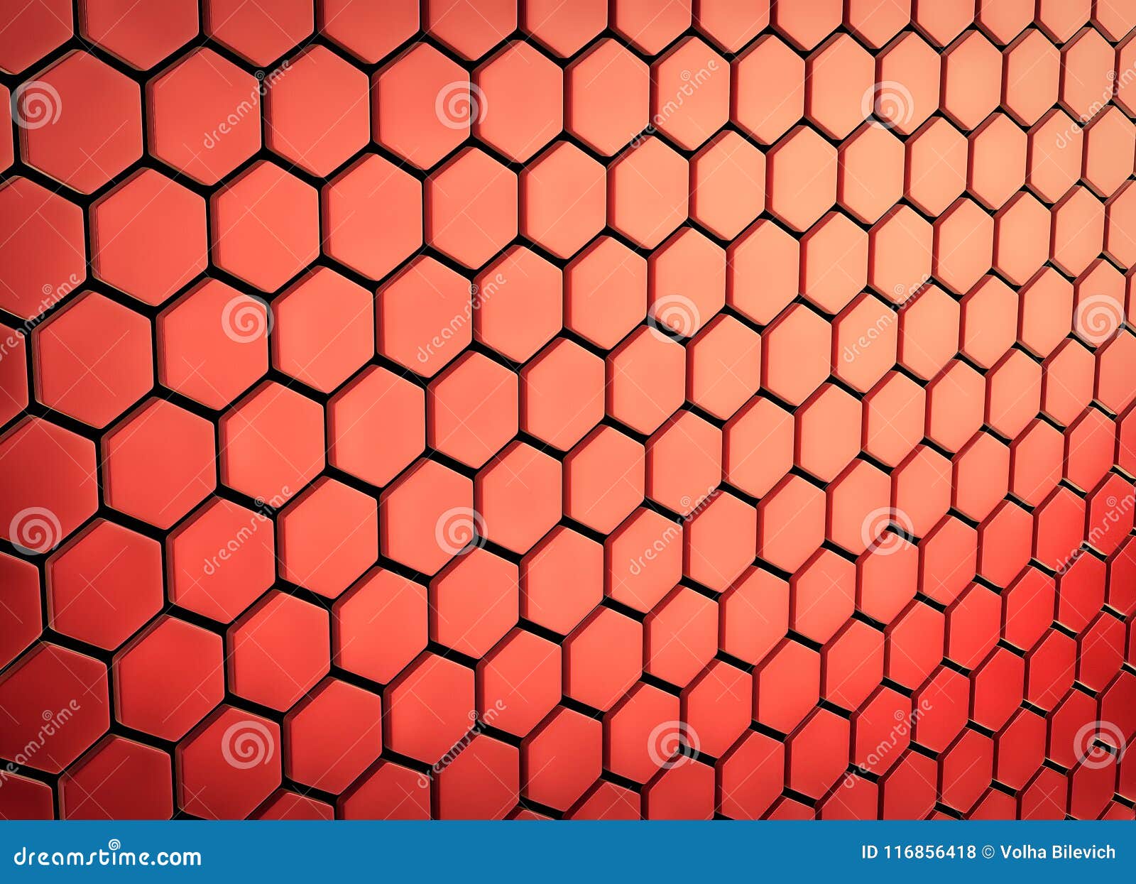 Abstract Array of Shinny Red Polygons. 3d Render Stock Illustration ...