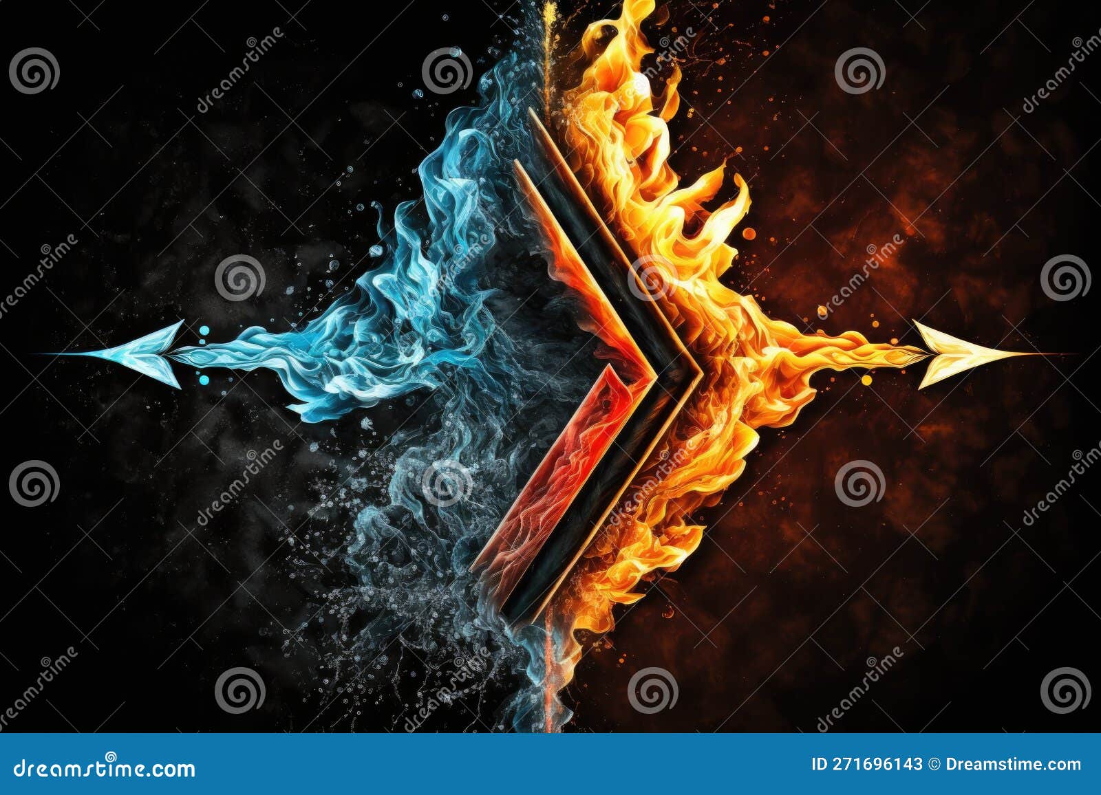 Abstract Arrow Depicting the Intersection of Fire and Water Stock ...