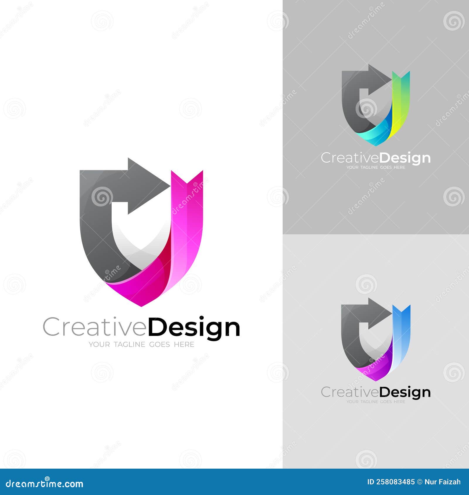 Abstract Arrow Logo with Shield Design Illustration, Simple Logos Stock ...