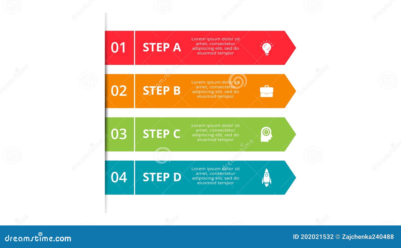 Abstract Arrows of Graph, Diagram with 4 Steps, Options, Parts or ...