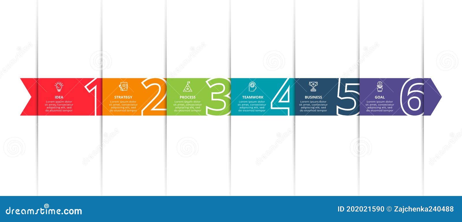 Abstract Arrows of Graph, Diagram with 6 Steps, Options, Parts or ...