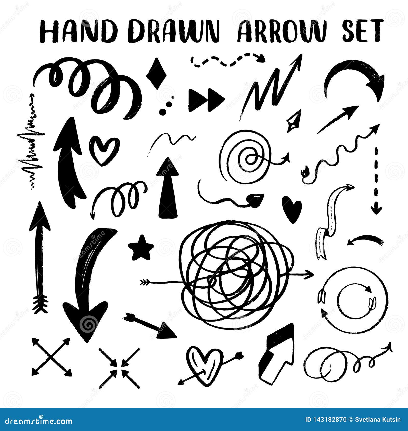 Abstract Arrows and Other Elements in Hand Drawn Style for Concept ...