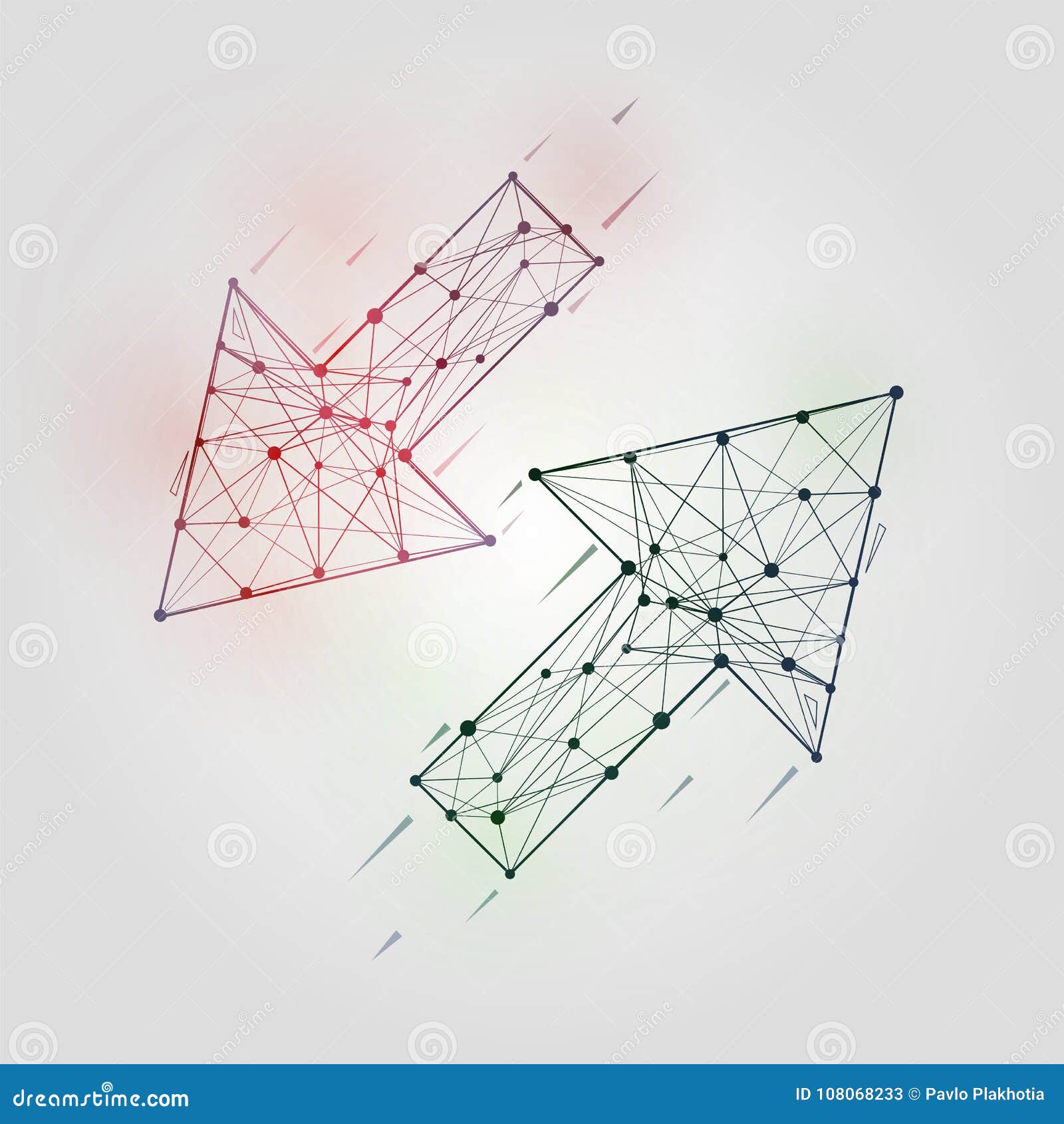 Abstract Arrows Set. Low Poly Geometrical Figures with Wireframe ...