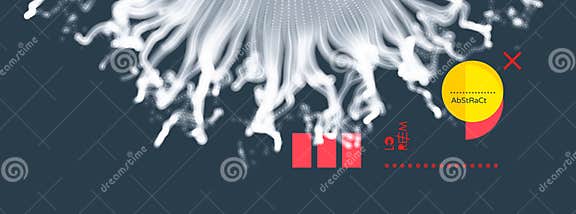 Abstract Art. Array with Dynamic Particles. 3D Technology Style ...