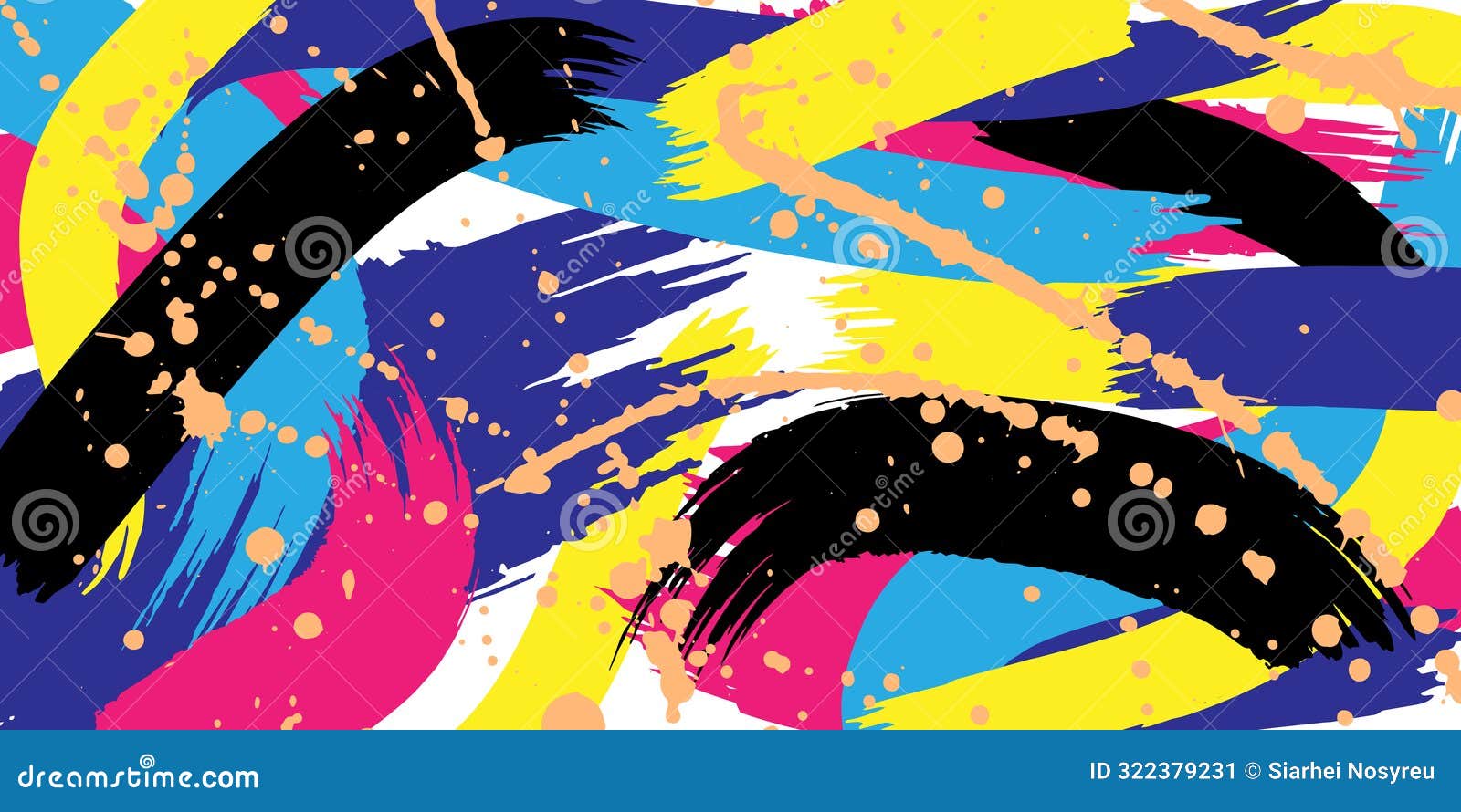 Abstract Art Background, Colorful Paint Brush Pattern, Doodle Elements ...