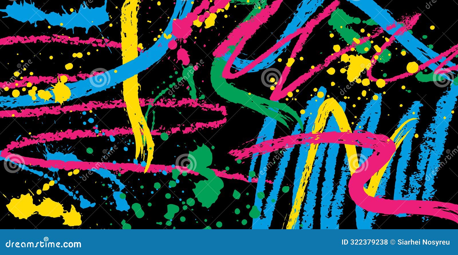 Abstract Art Background, Colorful Paint Brush Pattern, Doodle Elements ...