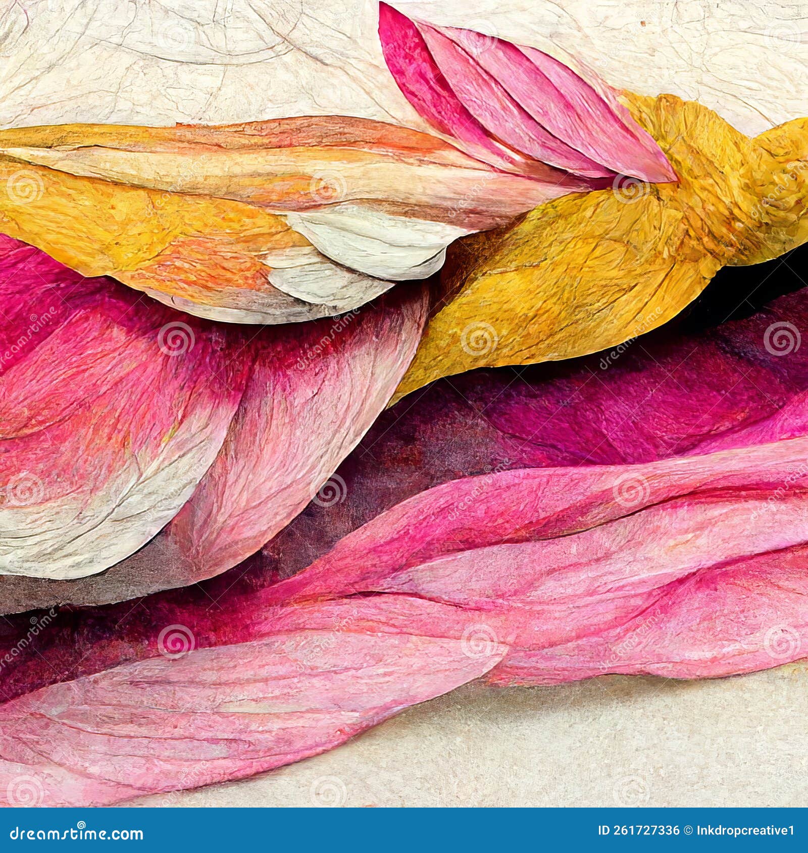 Abstract Art Background with Feather Like Forms. Pink and Yellow Colors ...