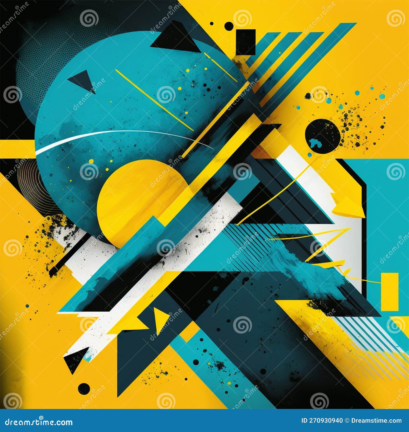 Background with Geometric Elements in Blue and Yellow Color Stock ...
