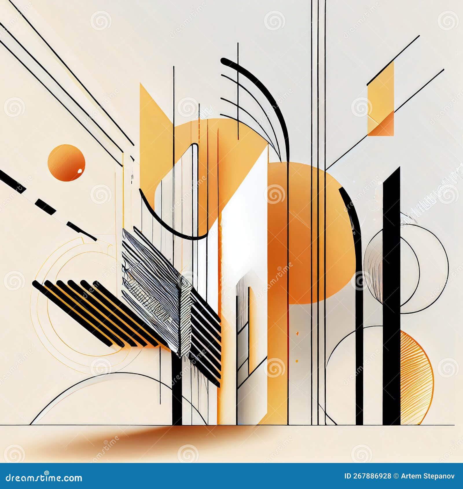 Abstract Art Background, Geometric Elements, Thin Straight Outlines ...