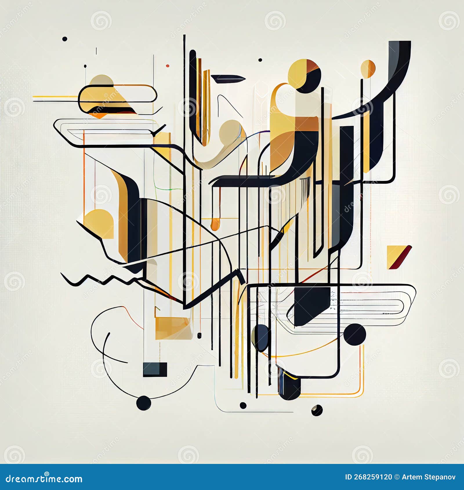 Abstract Art Background, Geometric Elements, Thin Straight Outlines ...