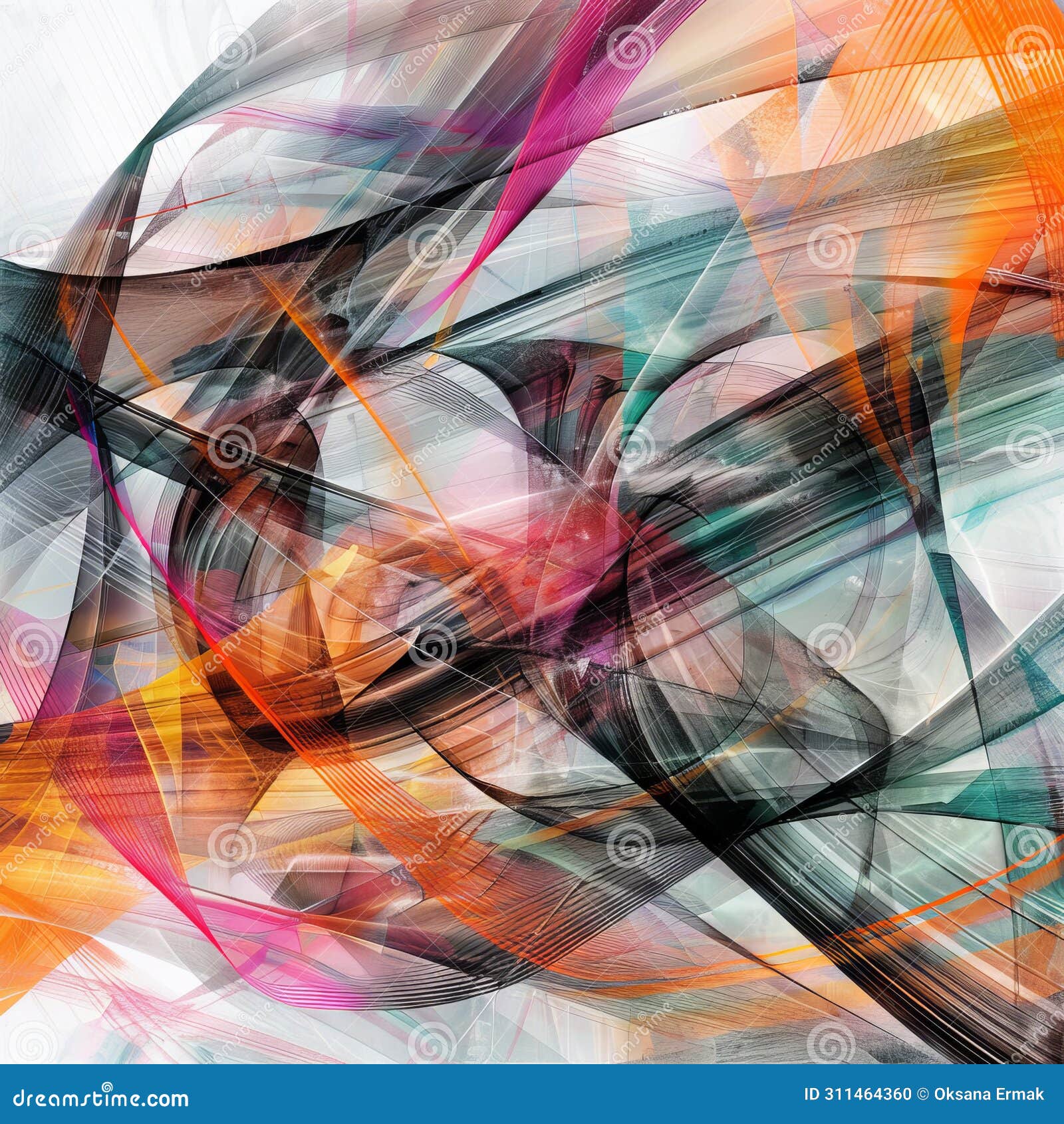 Abstract Art Background, Geometric Elements, Thin Straight Outlines ...