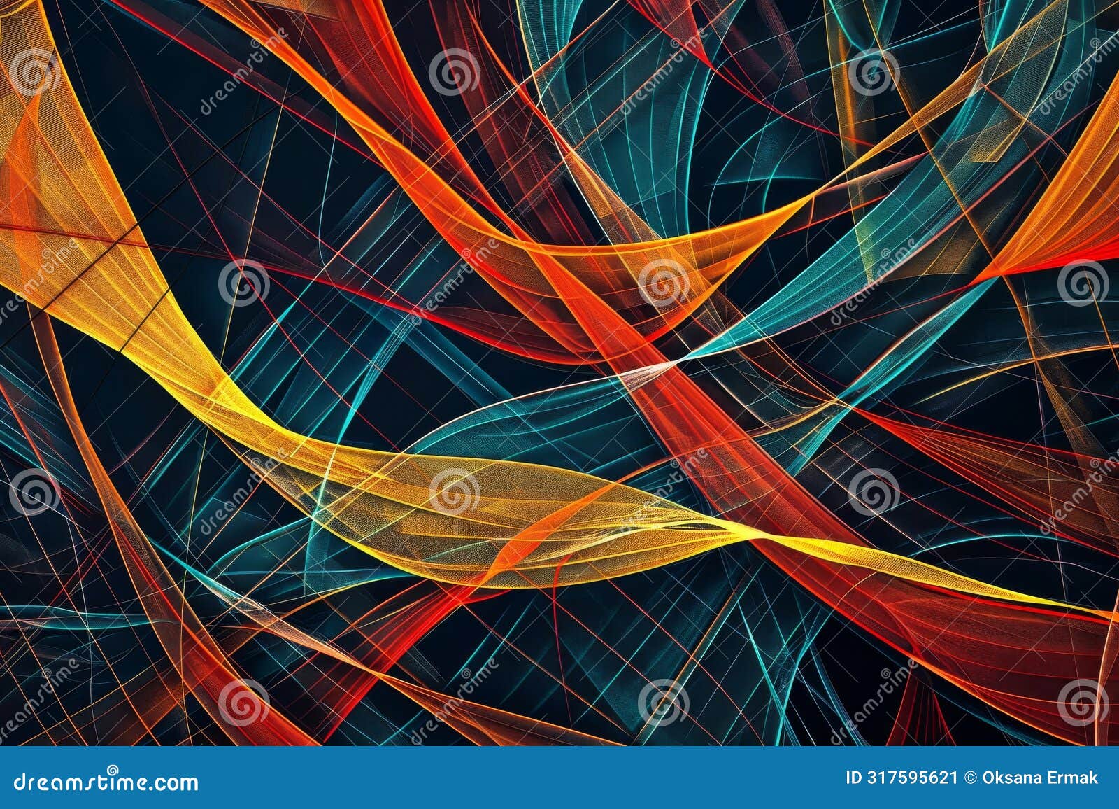 Abstract Art Background, Geometric Elements, Thin Straight Outlines ...