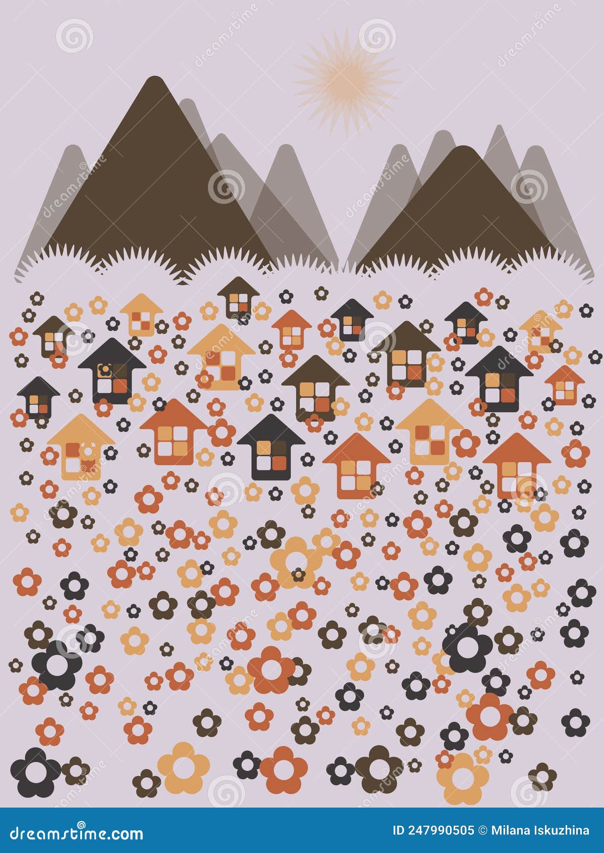 Abstract Art Background with Geometric Form and Flower Elements Vector ...