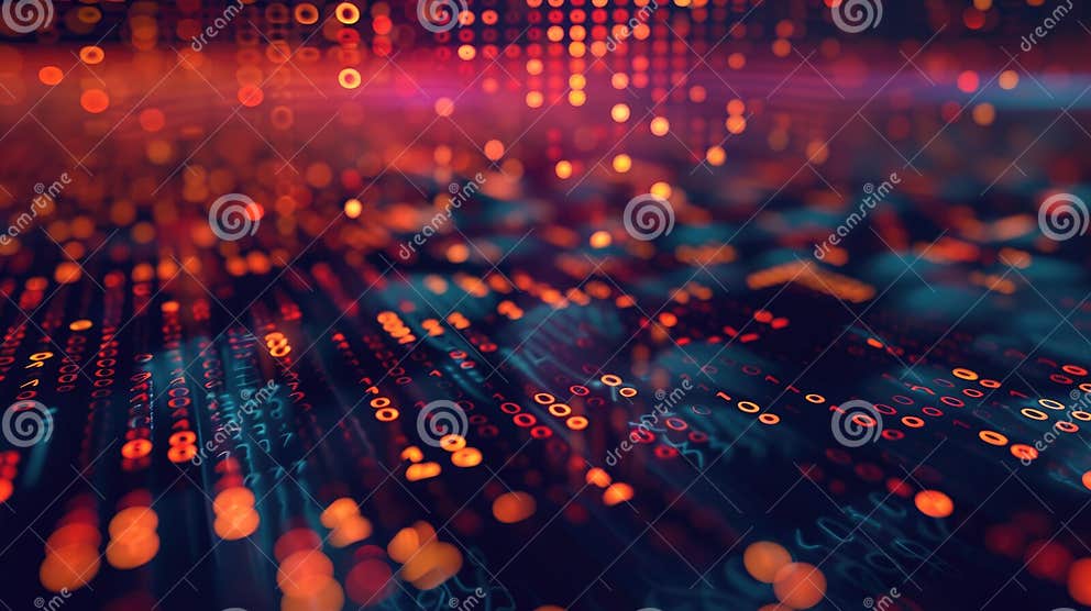 Abstract Art of Binary Code and Digital Waves in Blue and Pink Colors ...