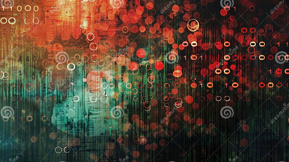 Abstract Art of Binary Code and Digital Waves in Blue and Pink Colors ...