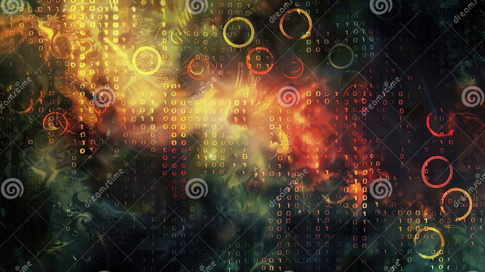 Abstract Art of Binary Code and Digital Waves in Blue and Pink Colors ...