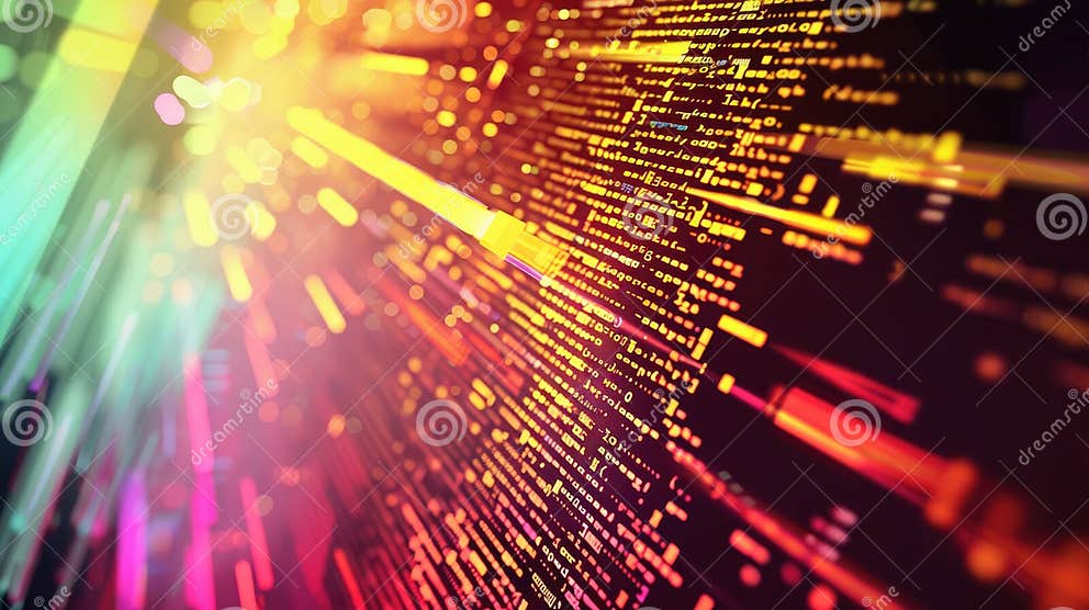 Abstract Art of Binary Code and Digital Waves in Colorful Vibrant ... Abstract Art of Binary Code and Digital Waves in Colorful Vibrant ...