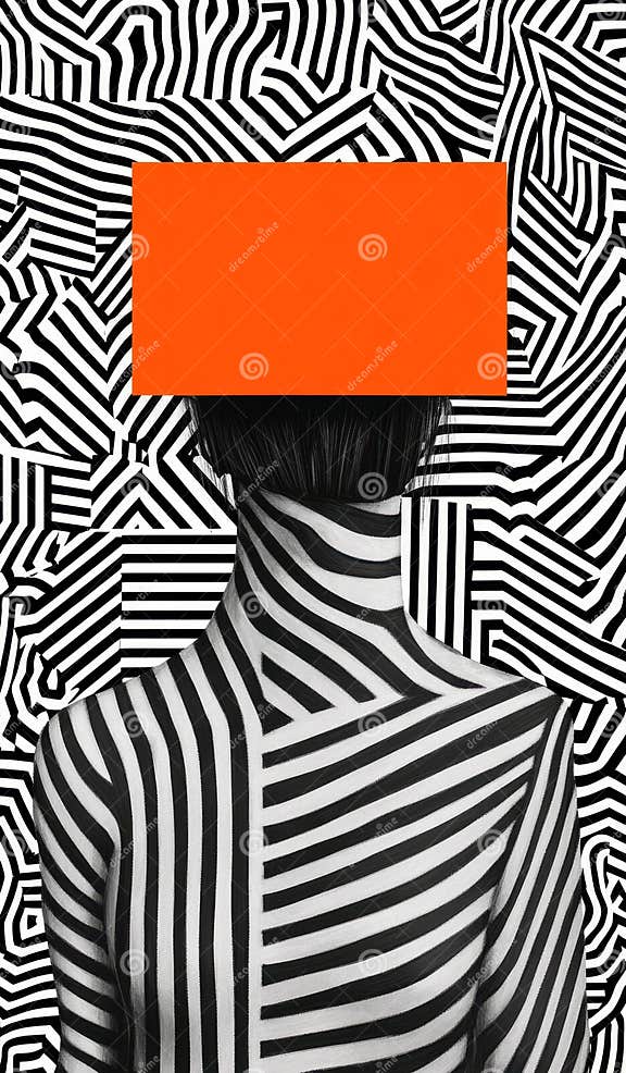 Abstract Art with Black and White Vertical Stripes Pattern Against a ...
