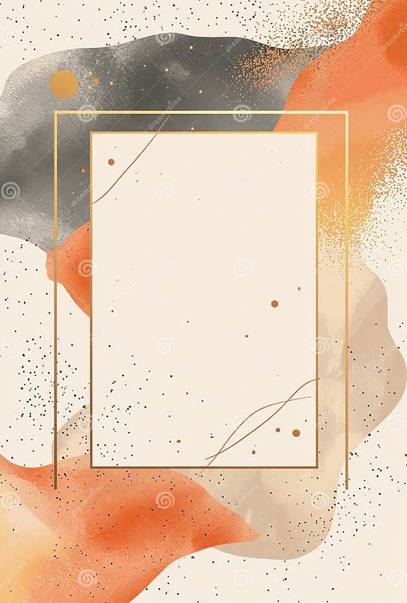 Abstract Art with Blank Rectangular Frame on Colorful Splattered ...