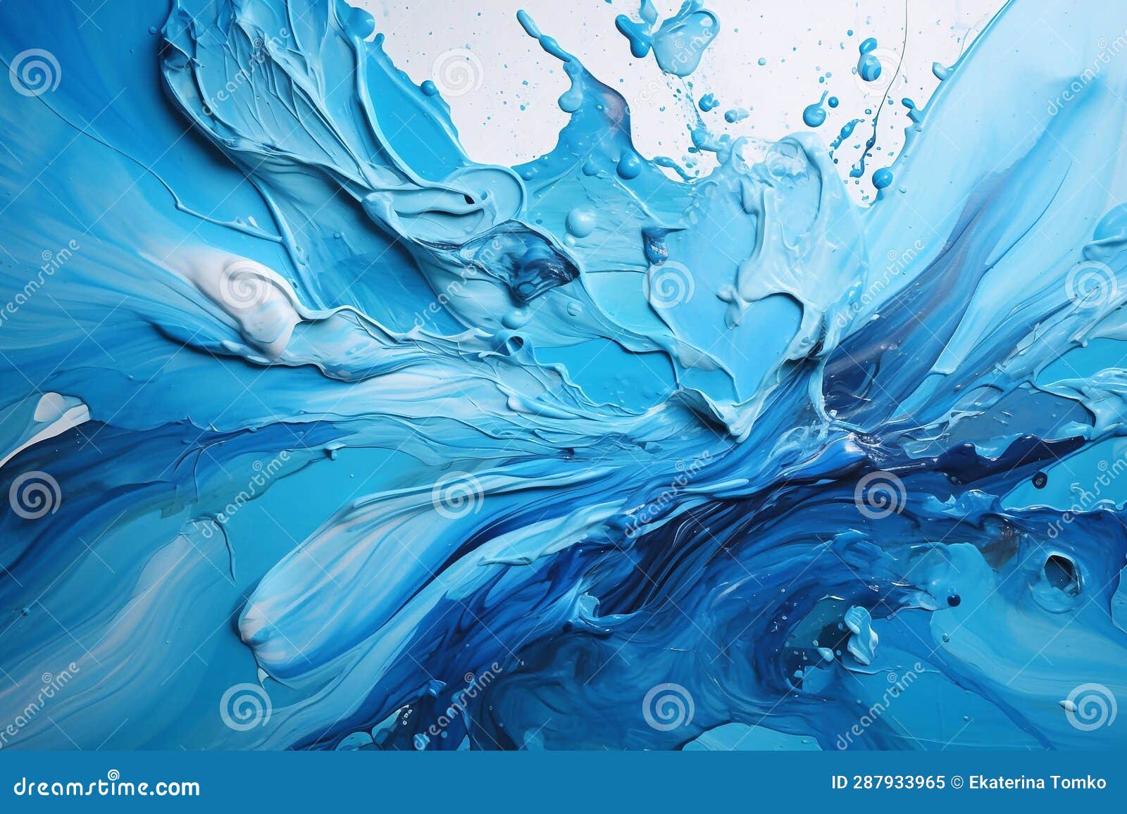 Abstract Art Blue Paint Background with Liquid Fluid Grunge Texture ...