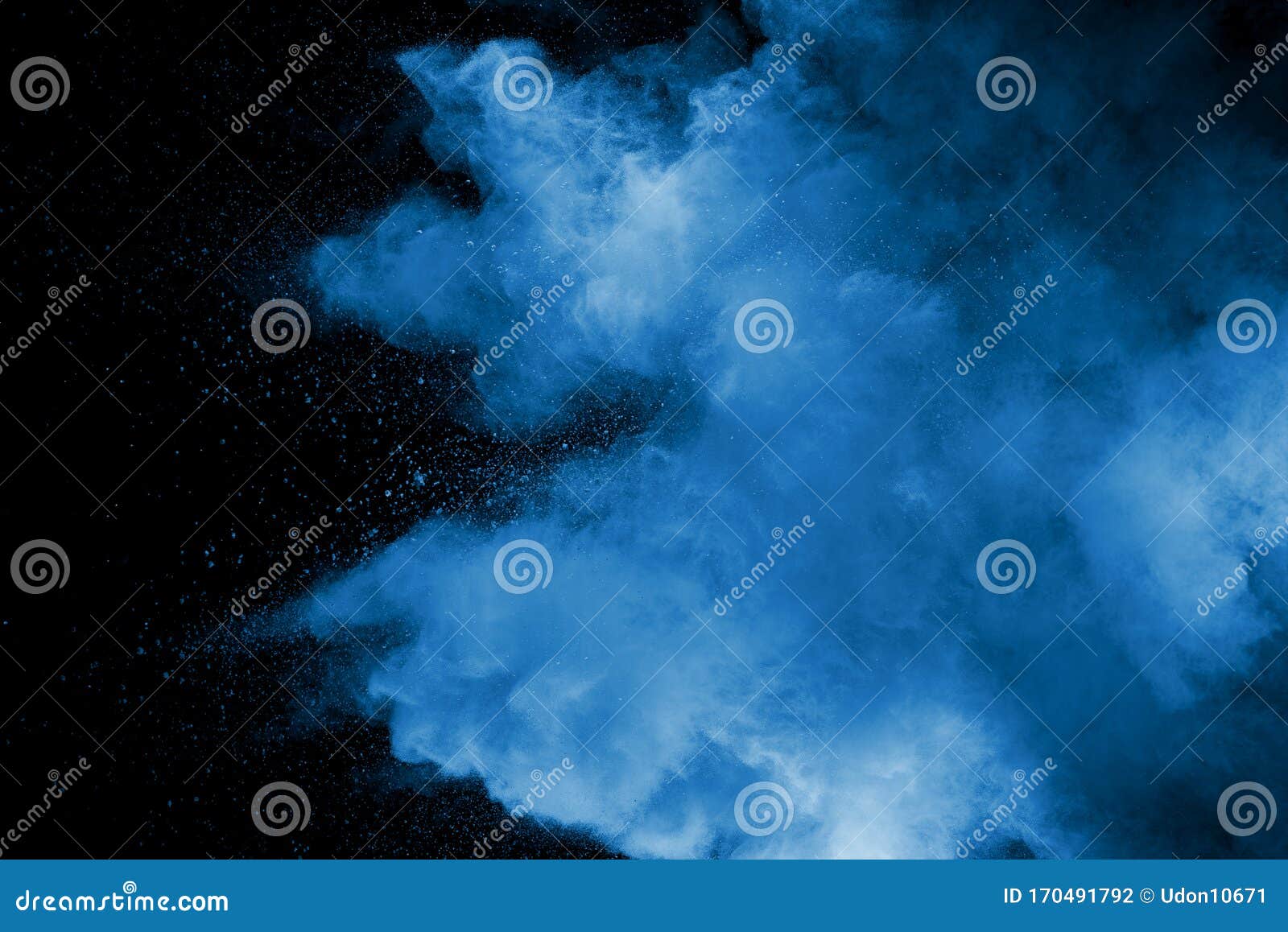 Abstract Art Blue Powder on Black Background Stock Photo - Image of ...