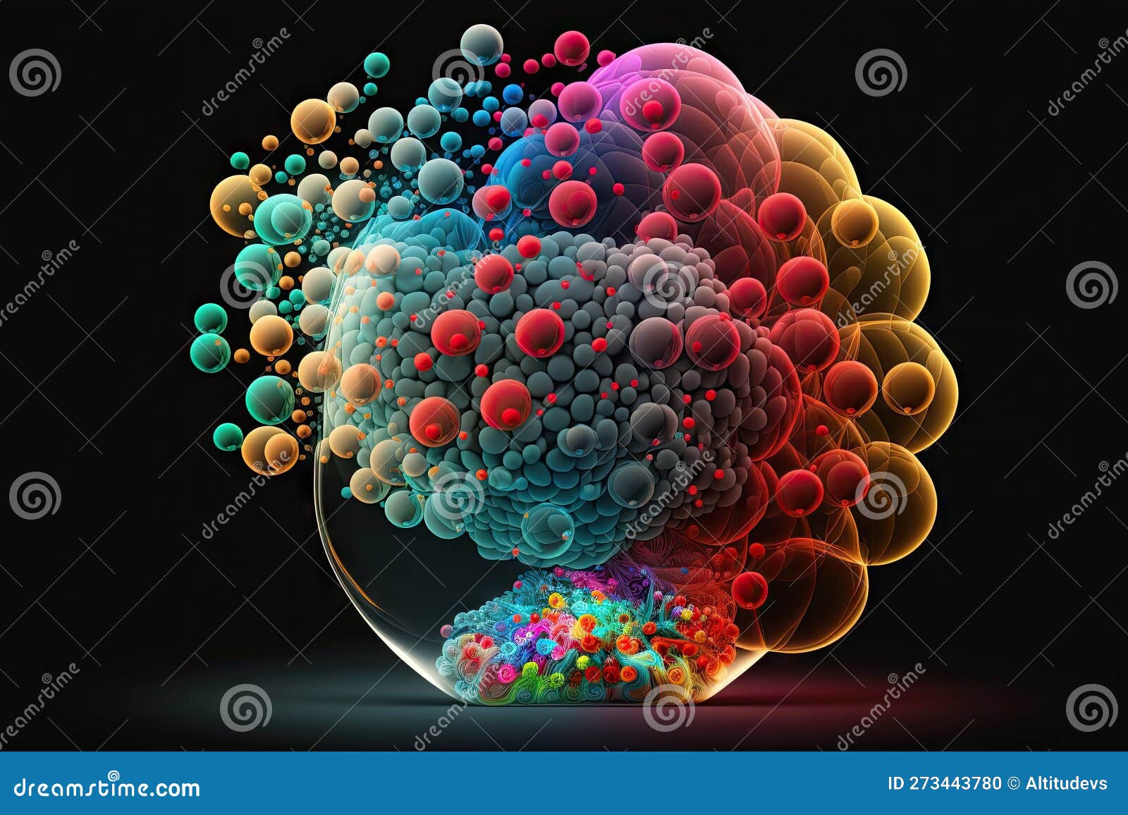 Abstract Art of Brain Consisting of Multicolored Transparent Spheres ...