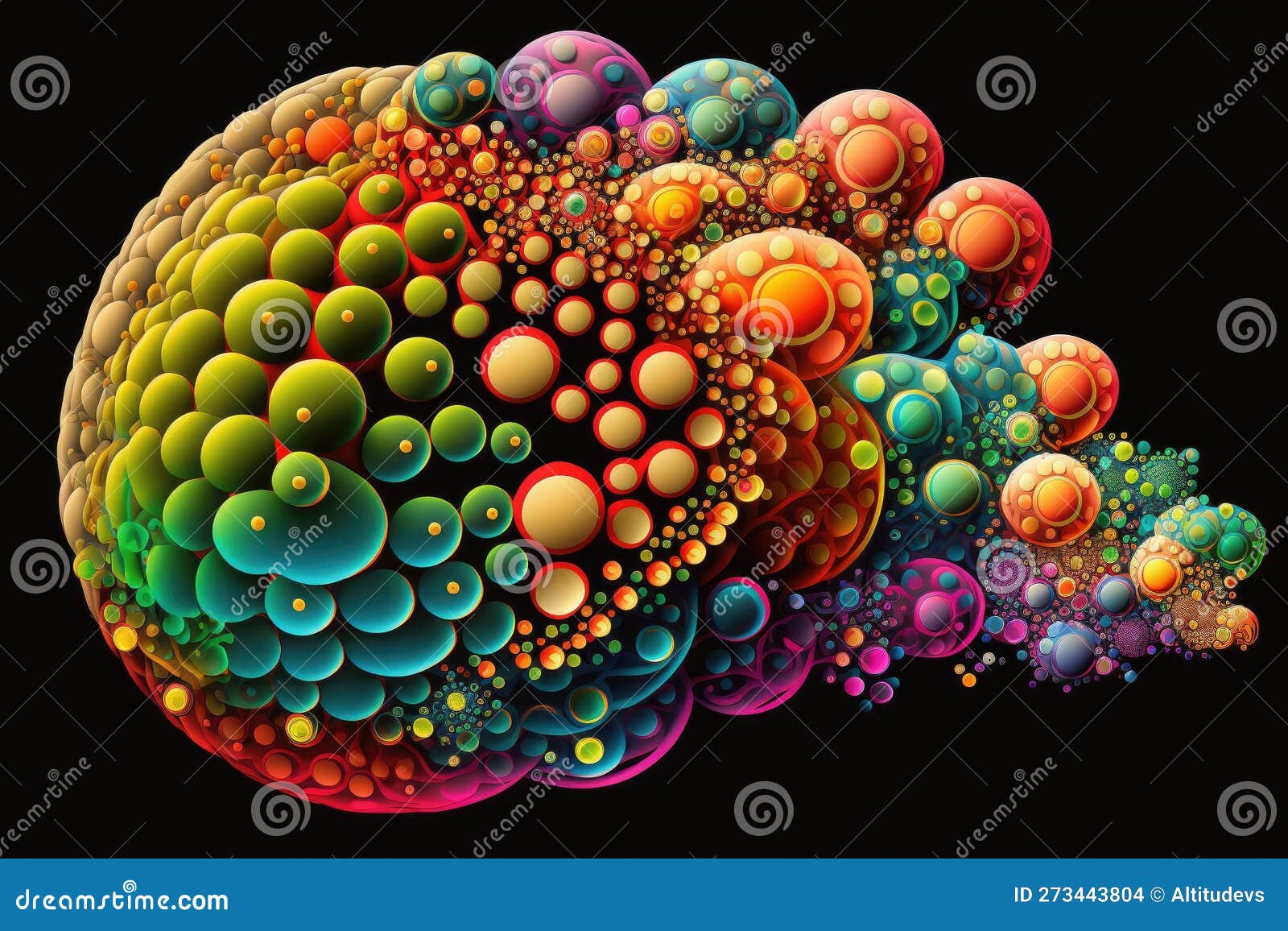 Abstract Art of Brain Consisting of Multicolored Transparent Spheres ...