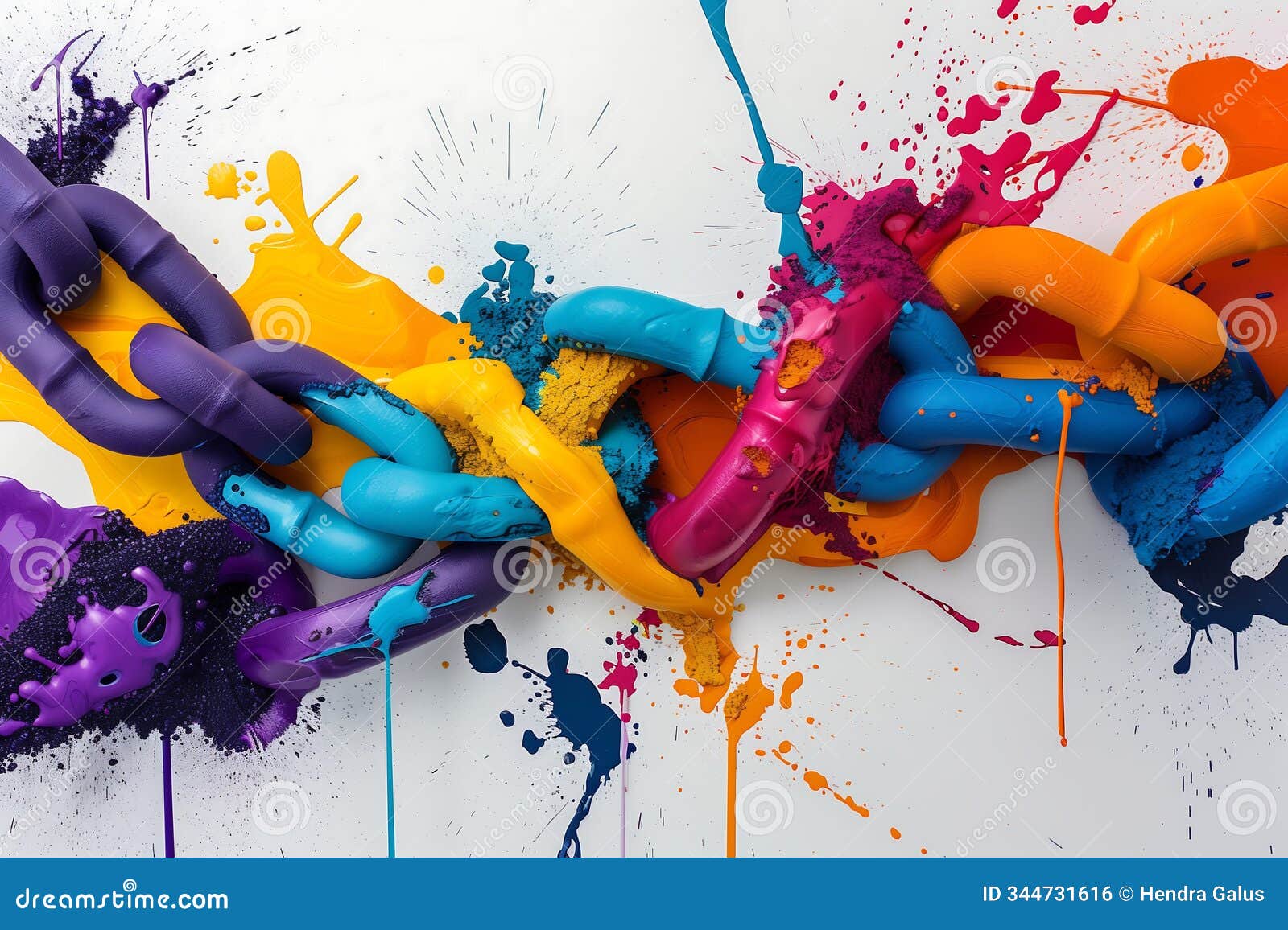 Abstract Art of Broken Chains with Vibrant Colors and Dynamic Forms ...