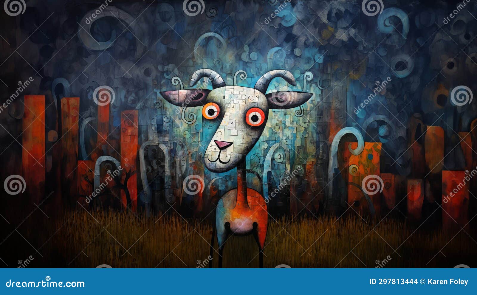 Goat Abstract Art Brut Animal Character Stock Illustration ...
