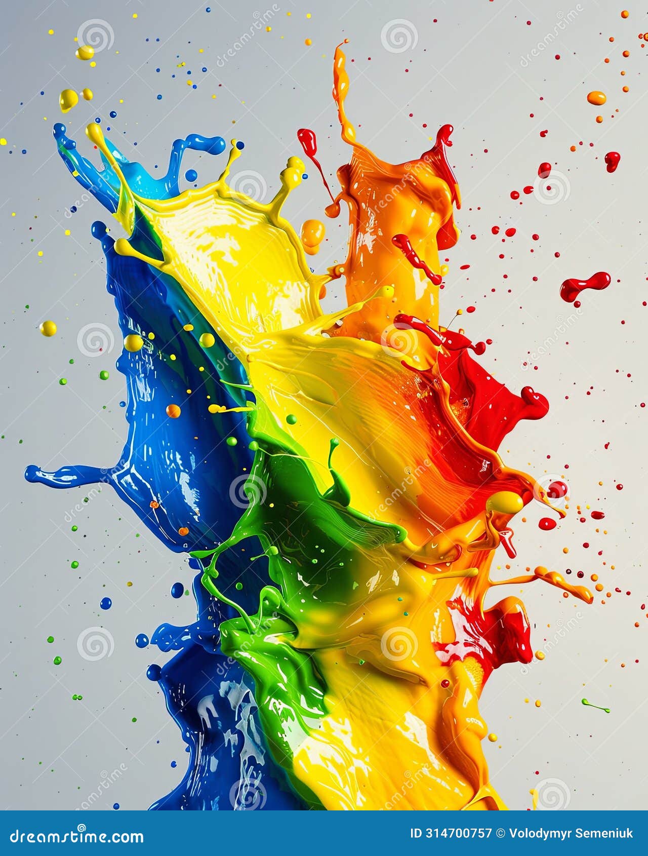 Abstract Art Chaotic Paint Splashes on White Background Stock ...