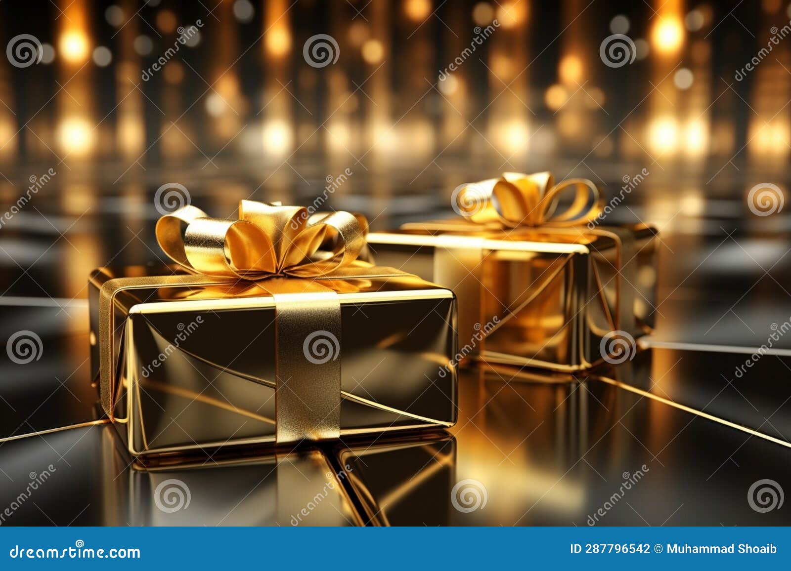 Abstract Art Complements Lavish Gold Gift Boxes, Creating a Captivating ...