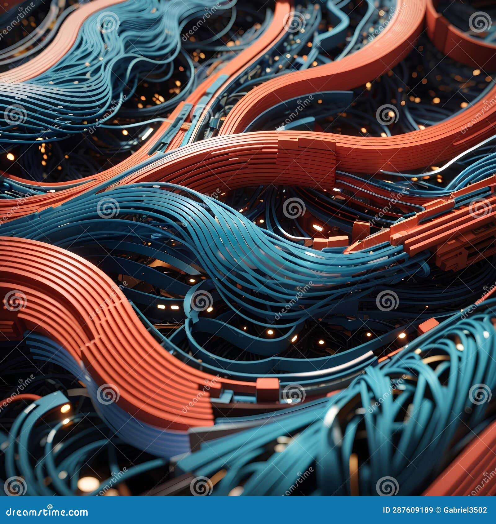 Abstract Art Created with Colored Cables Stock Illustration ...