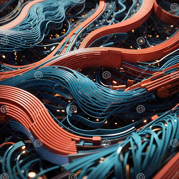 Abstract Art Created with Colored Cables Stock Illustration ...