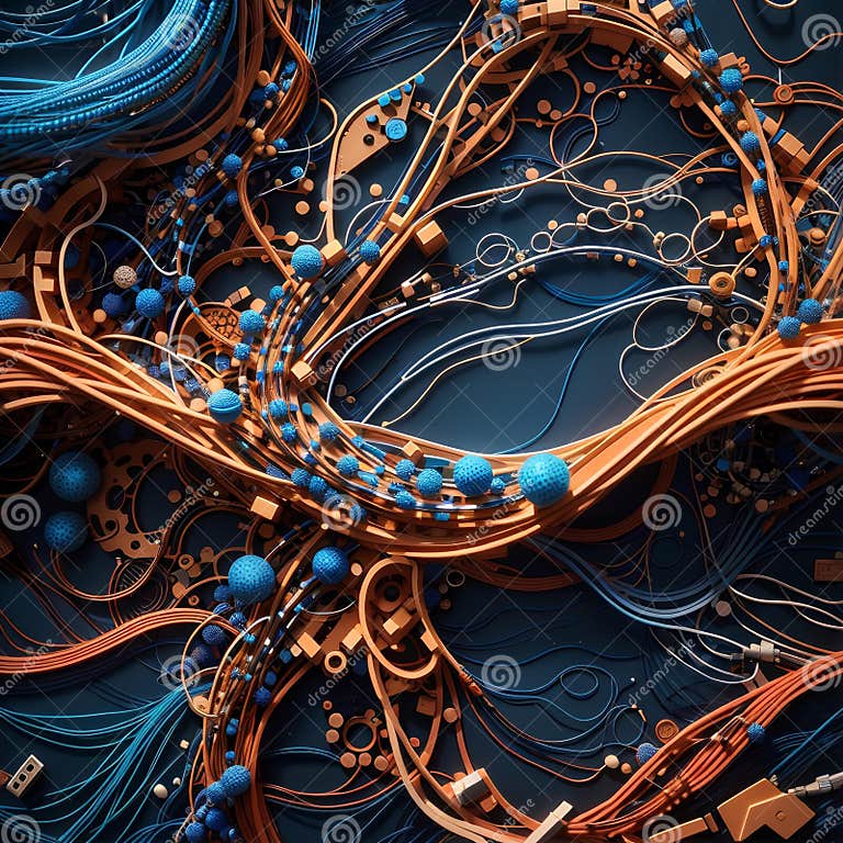 Abstract Art Created with Colored Cables Stock Illustration ...