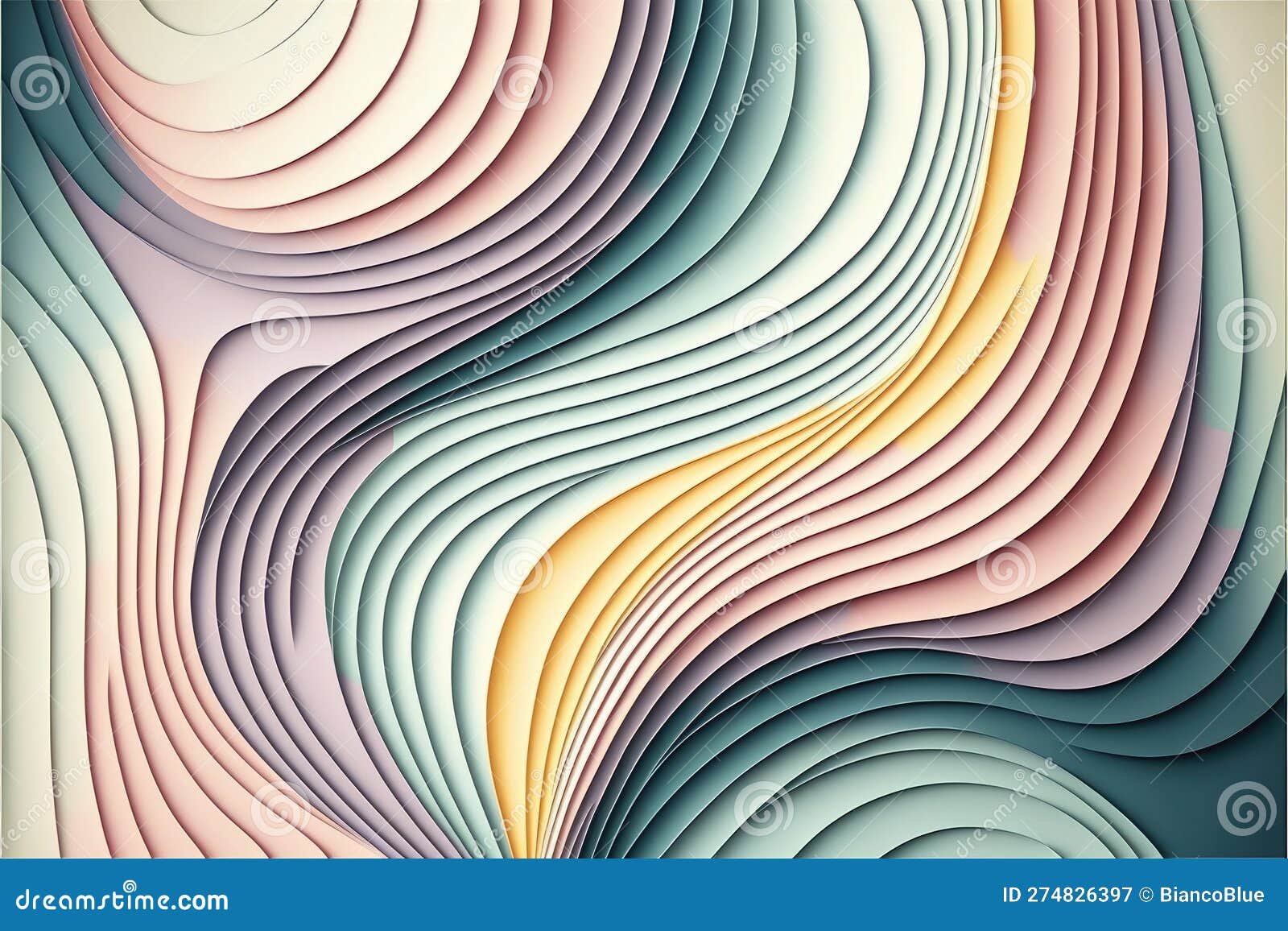 Abstract Art of Curve Line in Pastel Color Pattern. Stock Image - Image ...