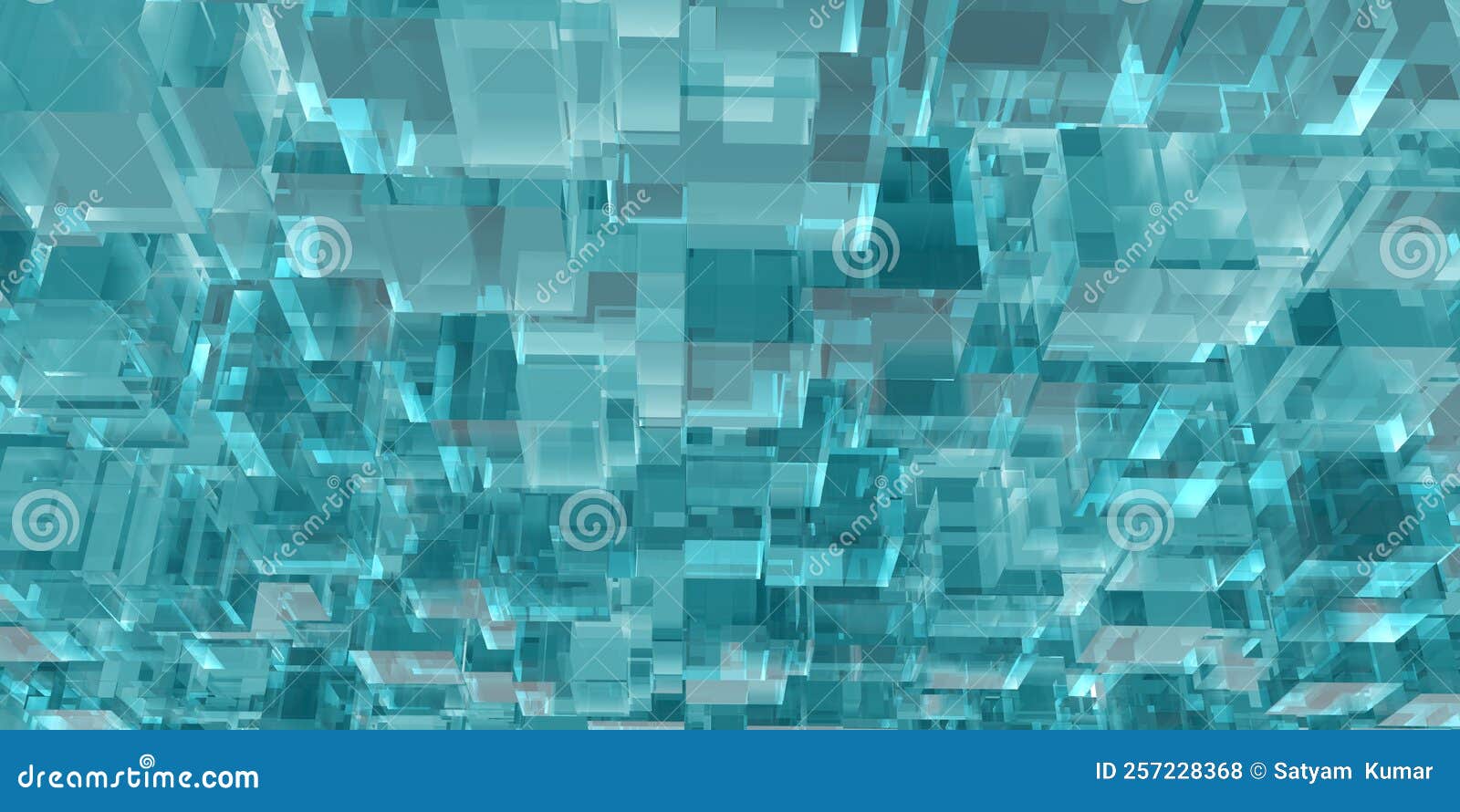 Abstract Art Cyan Crystals Cube Shape 3D Rendered Image Background ...