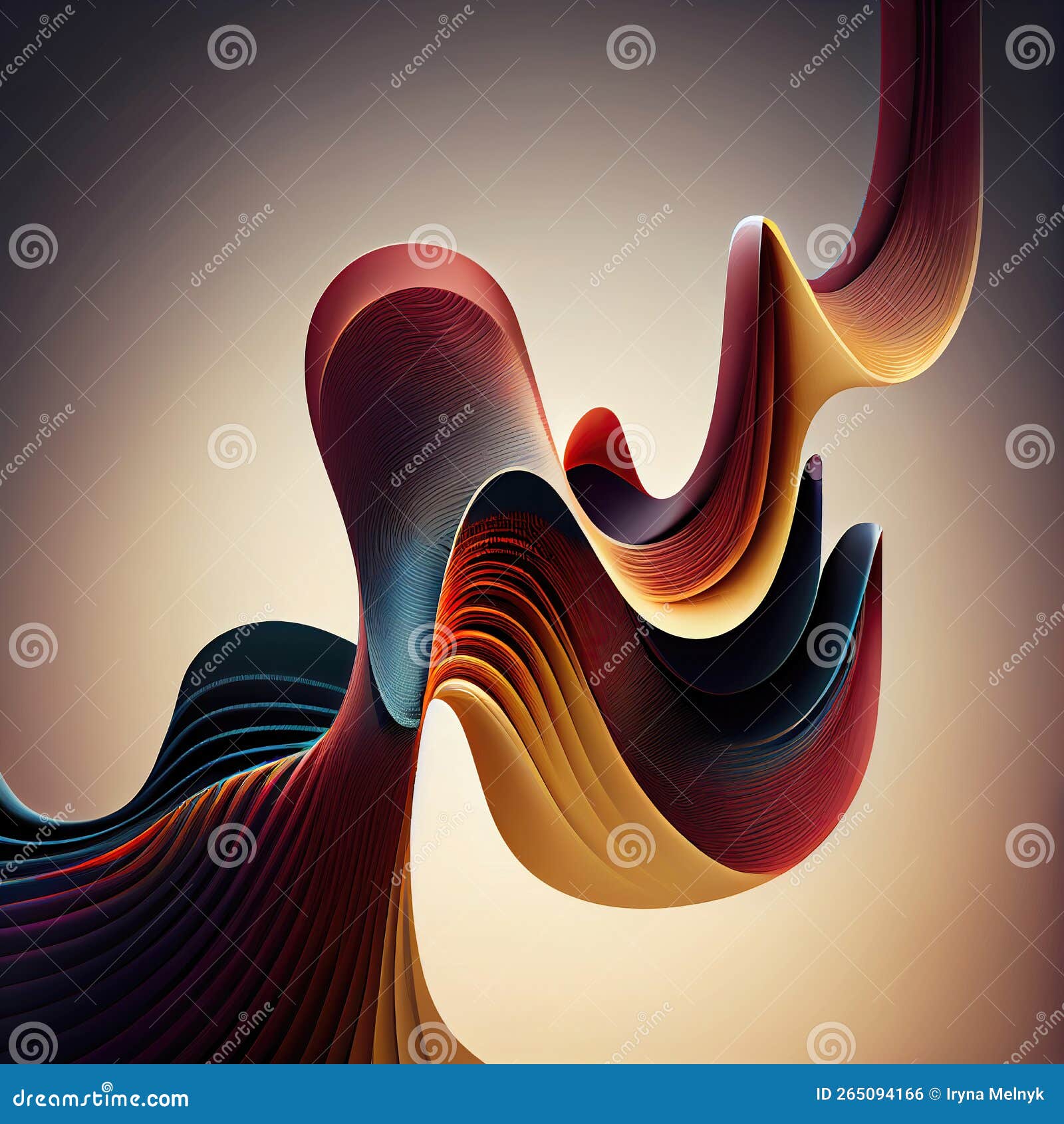 Abstract Art of 3d Curved Lines Background Forming Surreal Shape Made ...
