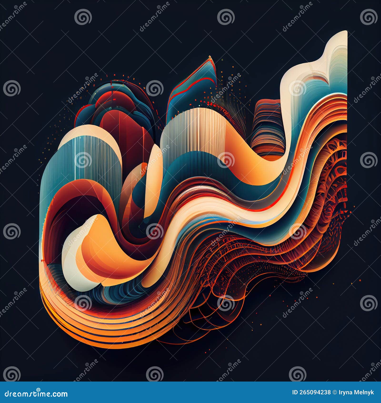 Abstract Art of 3d Curved Lines Background Forming Surreal Shape Made ...
