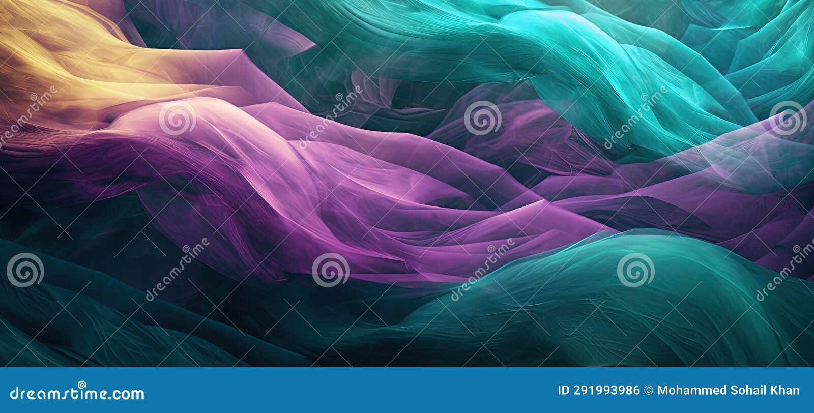 Abstract Art of Deep Cyan and Purple Dense Liquid Smoke on Backdrop ...