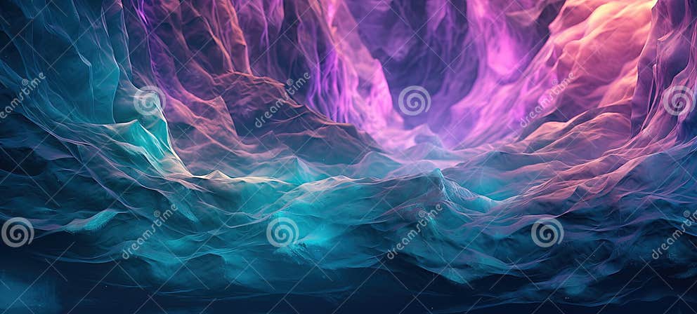 Abstract Art of Deep Cyan and Purple Dense Liquid Smoke on Backdrop ...