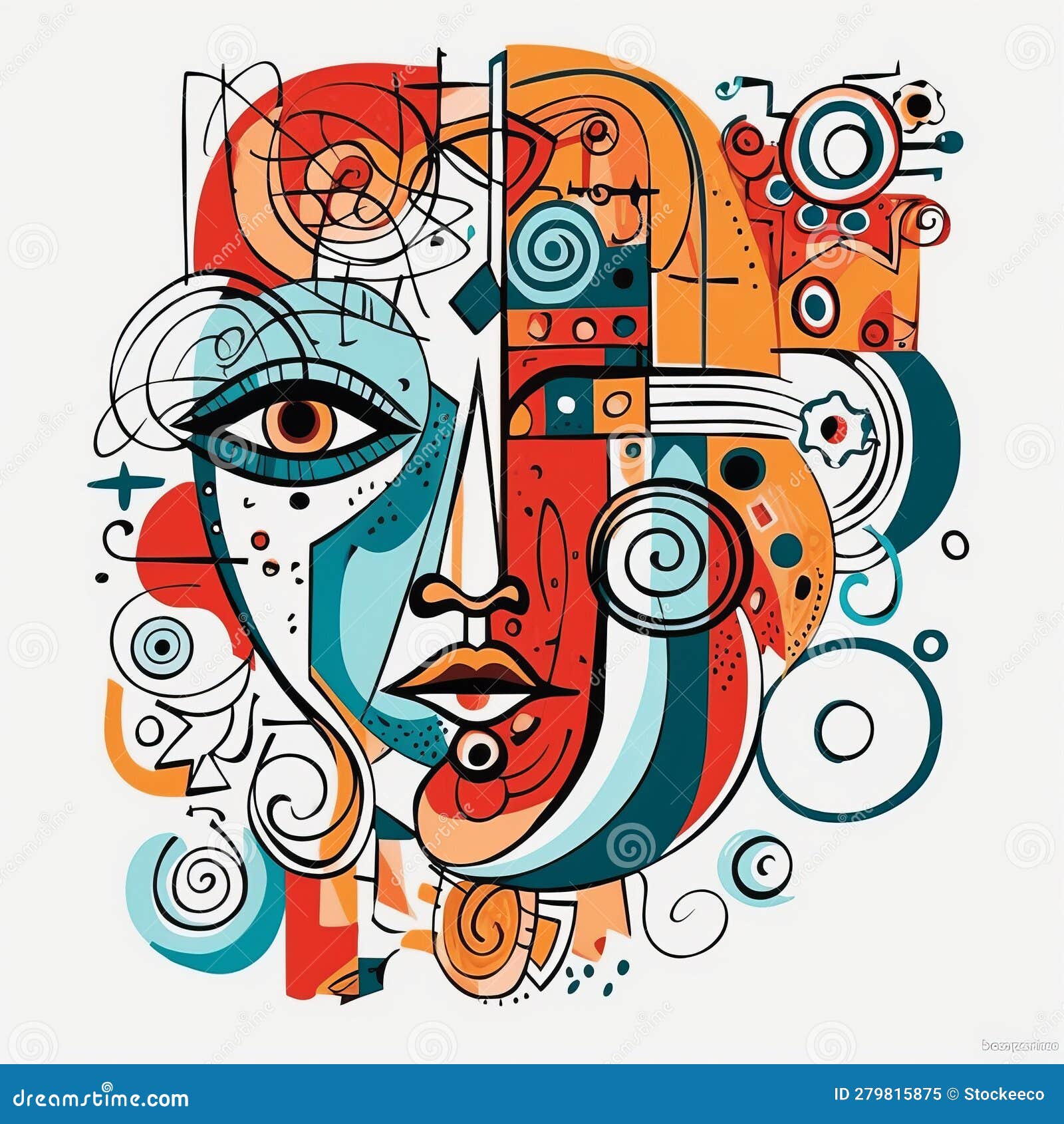 Abstract Art Doodle of a Longing Face in Hd Stock Illustration ...